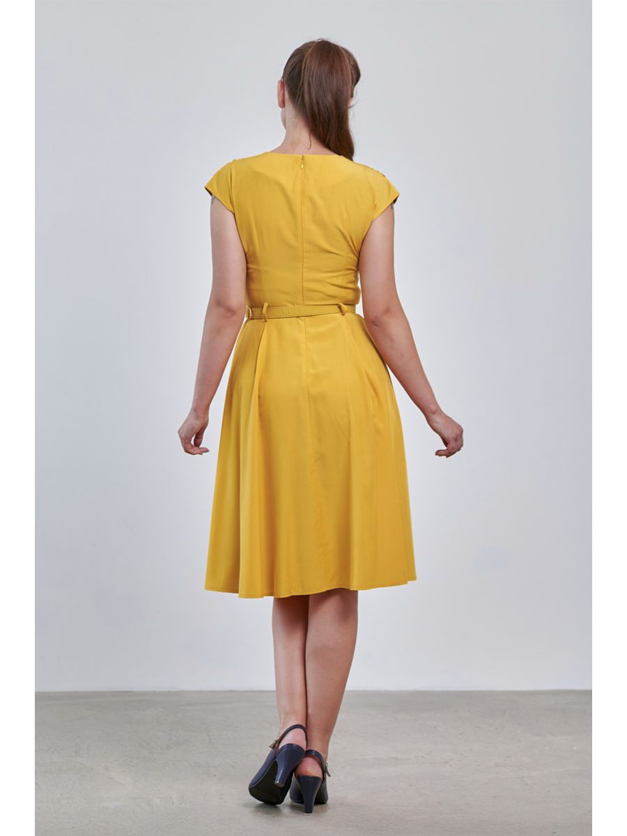 Banned Retro 40s Holly Flared Dress-Yellow